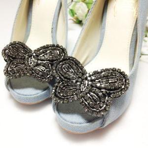 Rhinestone Crystal Butterfly Shoe Clips,set Of 2 For Bridal Wedding on ...