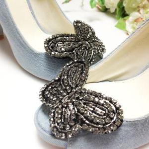 Rhinestone Crystal Butterfly Shoe Clips,set Of 2 For Bridal Wedding on ...