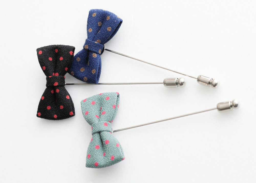 Mini Polka Dot Bow Men's Flower Boutonniere / Buttonhole For Wedding ...