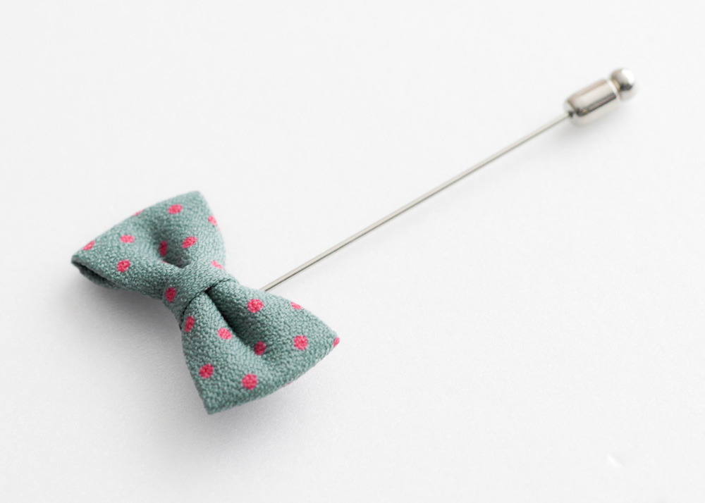 Mini Polka Dot Bow Men's Flower Boutonniere / Buttonhole For Wedding ...