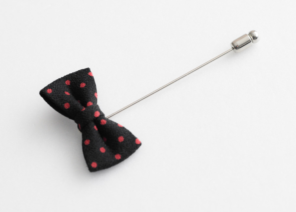 Mini Polka Dot Bow Men's Flower Boutonniere / Buttonhole For Wedding ...